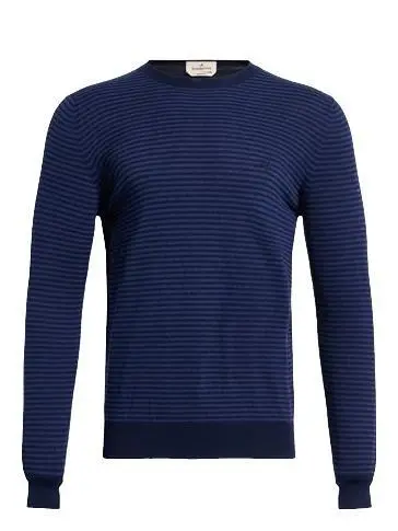 BROOKSFIELD Striped Knit Crewneck Sweater - Navy
