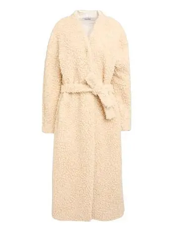 Hache Sherpa Fleece Belted Coat - Beige