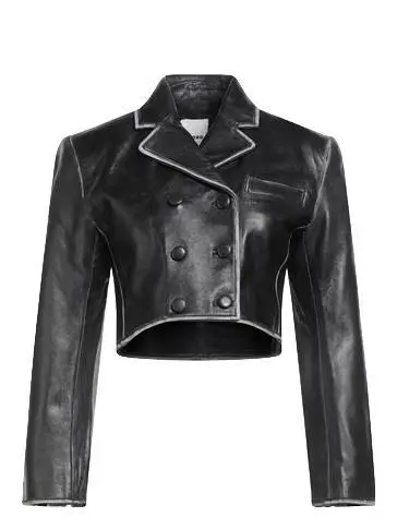 Sandro Lambskin Biker Jacket - Black