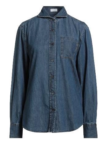 Brunello Cucinelli Denim Shirt With Ecobrass Detailing - Blue