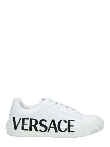 Versace Leather Sneakers With Logo - White