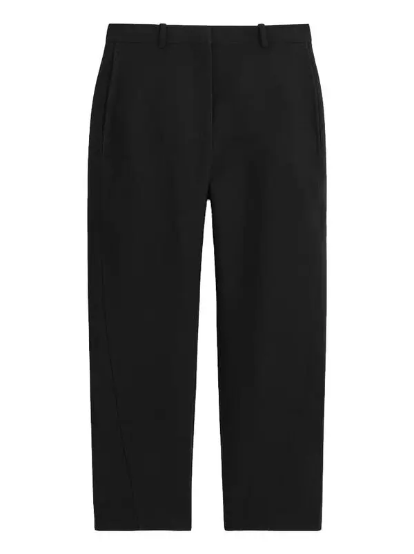 Cos Cropped Wool Barrel-leg Trousers - Black