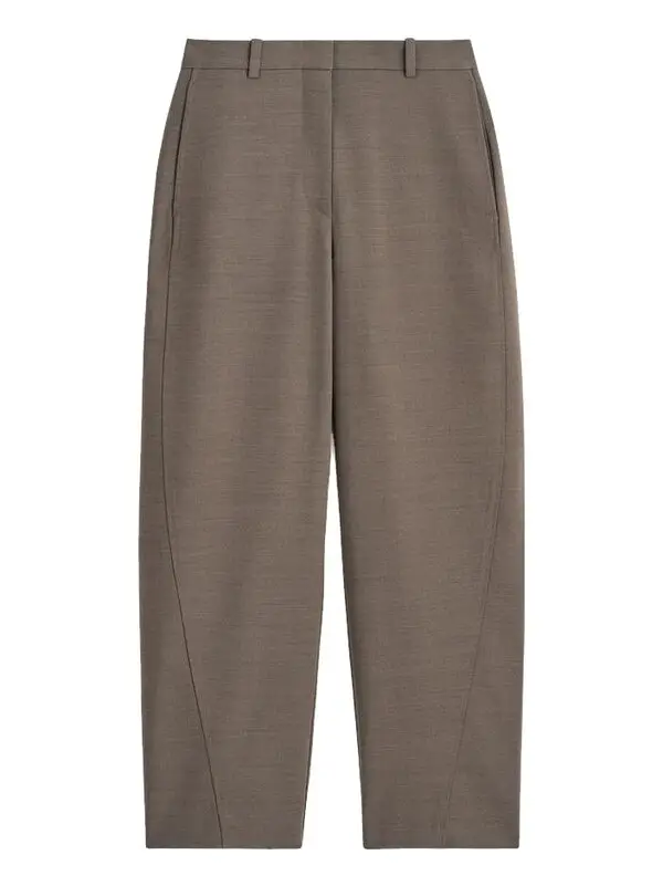Cos Cropped Wool Barrel-leg Trousers - Brown