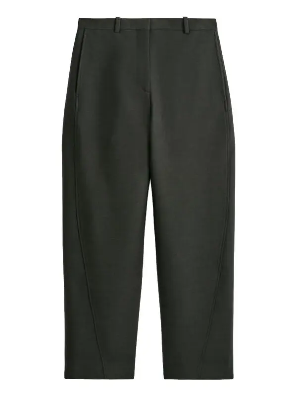 Cos Cropped Wool Barrel-leg Trousers - Green