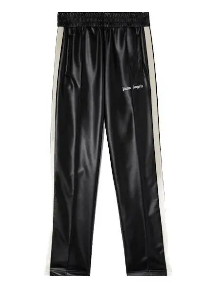 Palm Angels Leather Effect Track Pants - Black/white