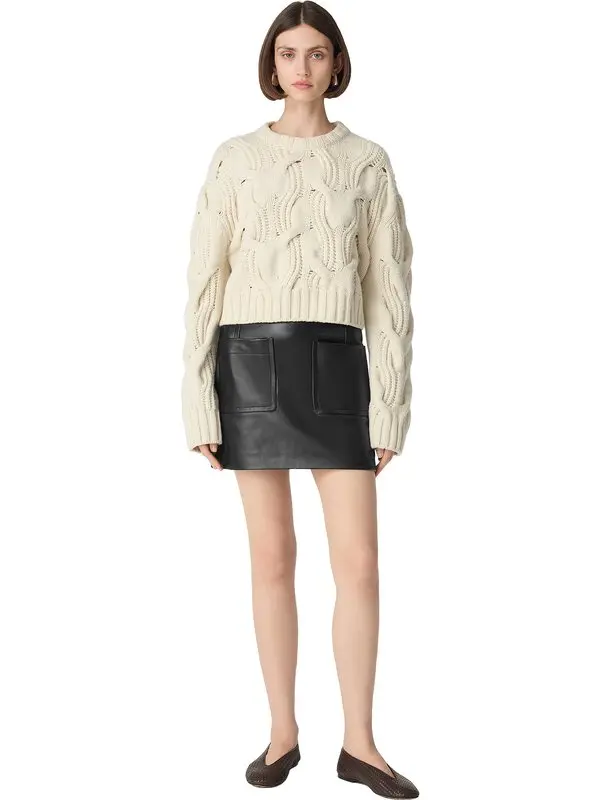 Bottega Veneta Leather Mini Skirt - Black