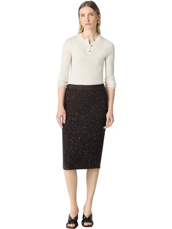 Bottega Veneta Wool English Rib Midi Skirt - Fondant