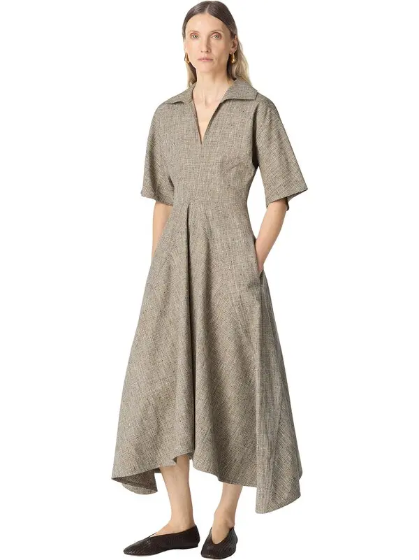 Bottega Veneta Fleck Viscose Pleated Midi Dress - Sahara Mel/multi