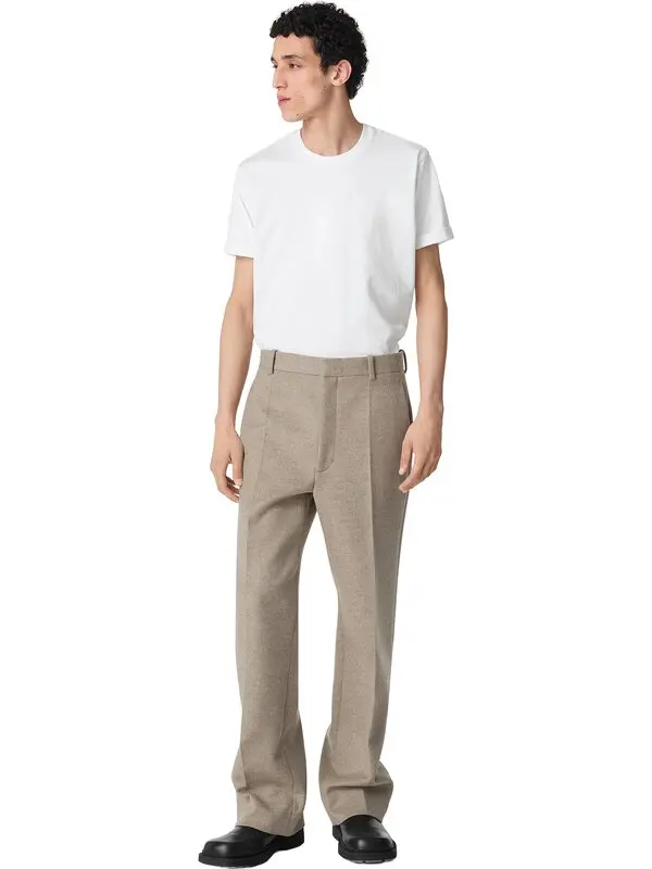 BOTTEGA  VENETA Wool And Cashmere Straight Leg Pants - Sandshell Melange