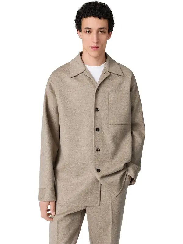 BOTTEGA  VENETA Wool And Cashmere Overshirt - Sandshell Melange
