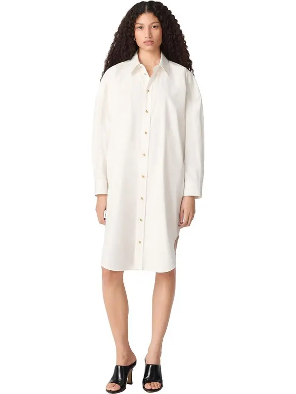 Bottega Veneta Compact Cotton Midi Dress - Chalk
