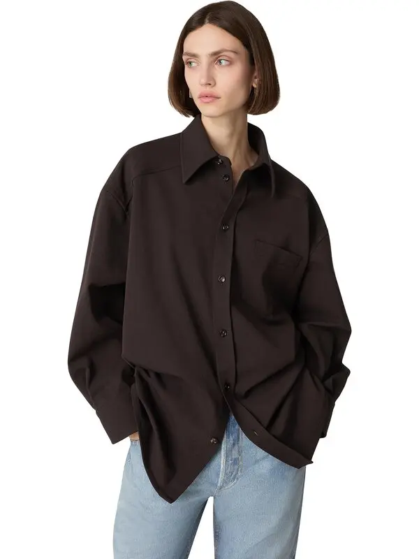 BOTTEGA  VENETA Stretch Wool Shirt - Brown Melange