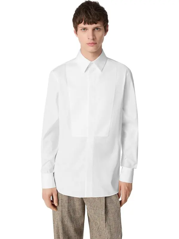 Bottega Veneta Poplin Plastron Shirt - Bianco