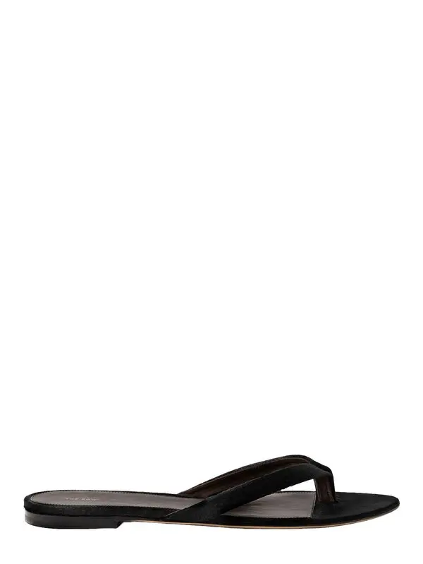 THE ROW Sacha Velvet Flip Flops - Black