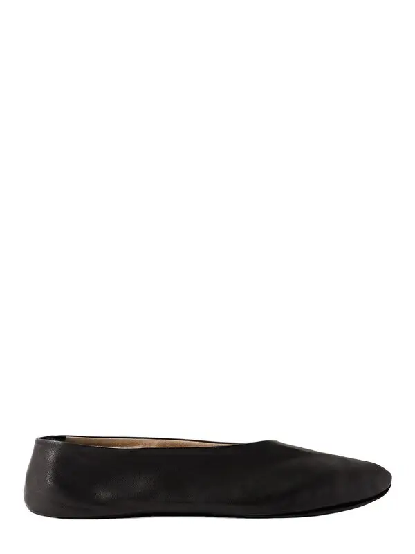 THE ROW Stella Leather Ballet Flats - Black