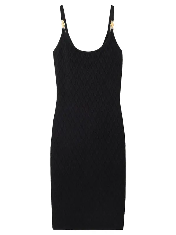 Versace Embellished Knitted Midi Dress - Black