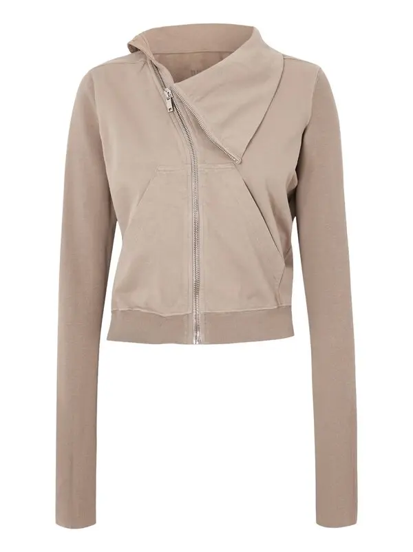 Rick Owens Cotton-jersey Zip-up Sweatshirt - Neutrals
