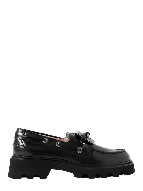 ROGER VIVIER Viv Rangers Buckled Leather Loafers - Black