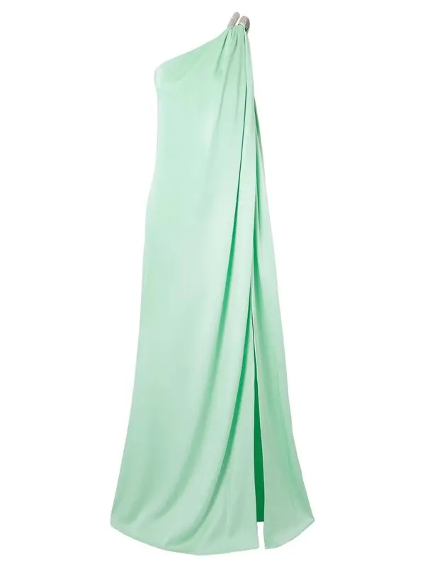 Stella McCartney Embellished Draped Satin Gown - Green