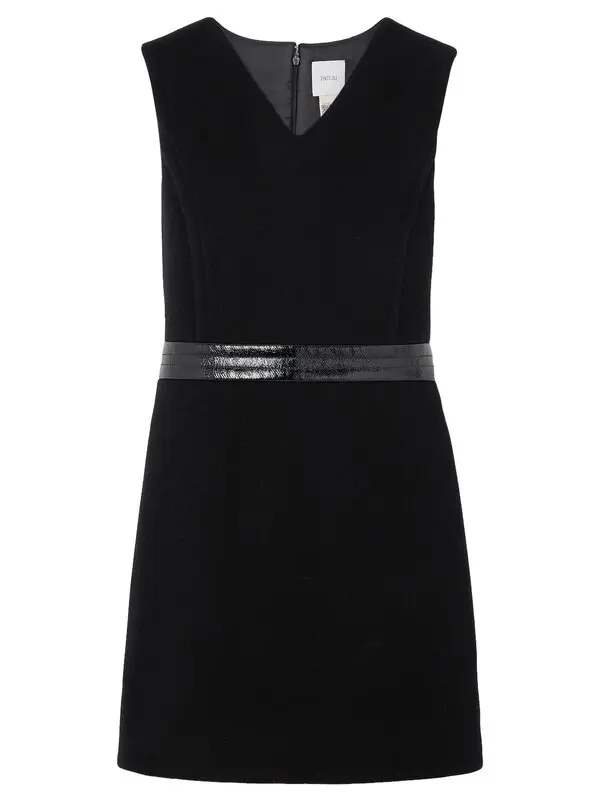 Patou Vinyl-trimmed Wool-blend Mini Dress - Black