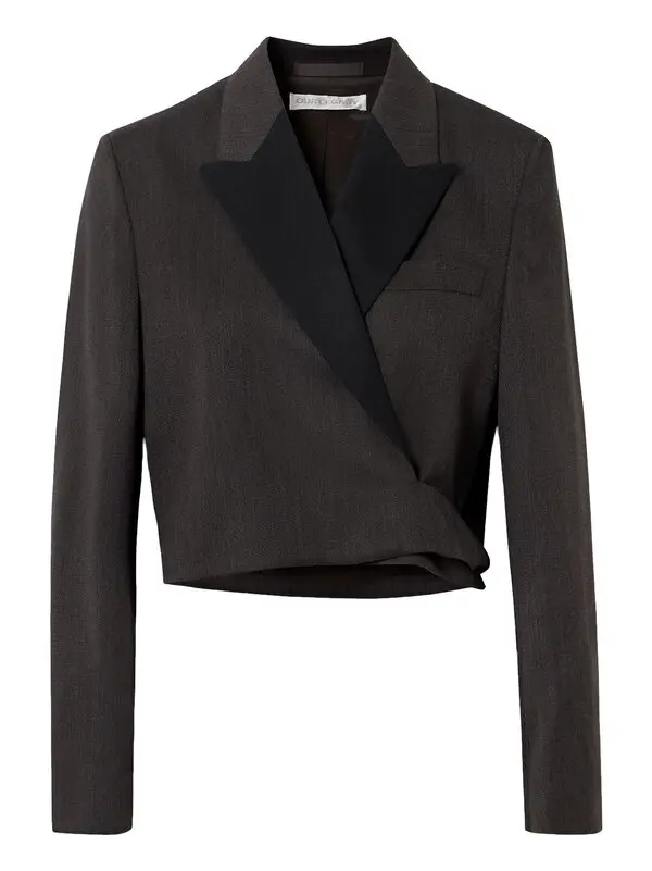 Our Legacy Cropped Wool Wrap Blazer - Brown