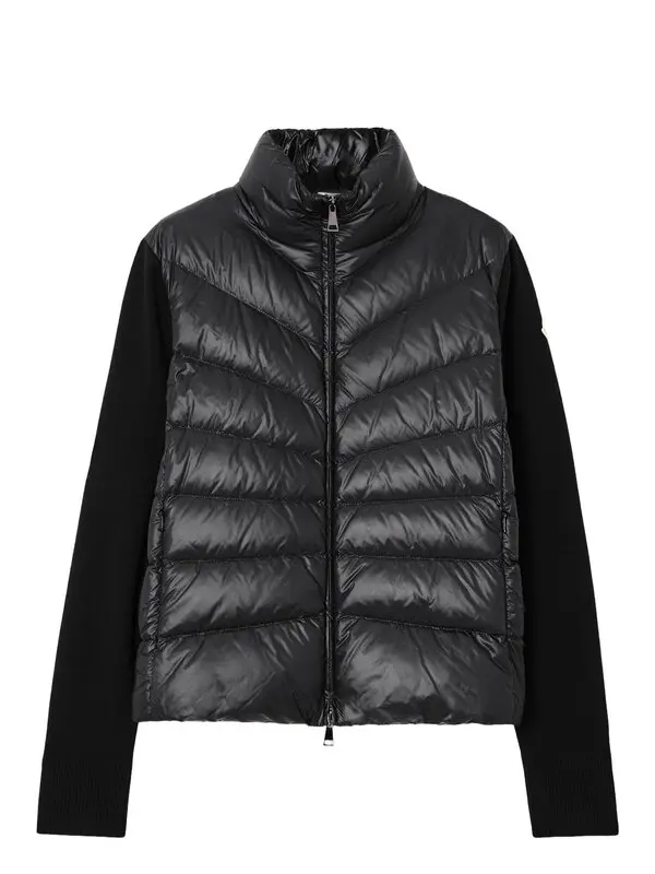Moncler Wool And Shell Quilted Down Jacket - Black