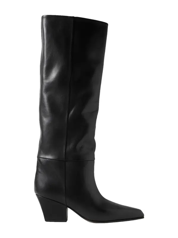 Paris Texas Jane Leather Knee High Boots - Black