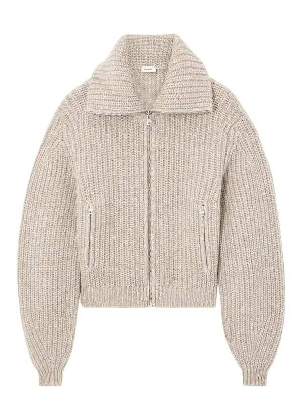 LEMAIRE Oversized Ribbed Alpaca And Yak Hair-blend Cardigan - Neutrals