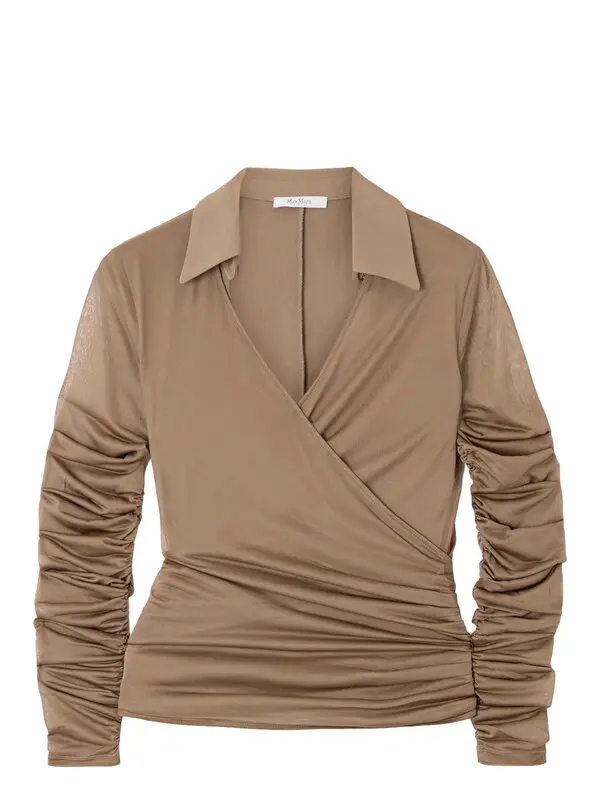 Max Mara Aiello Stretch-jersey Wrap Blouse - Brown