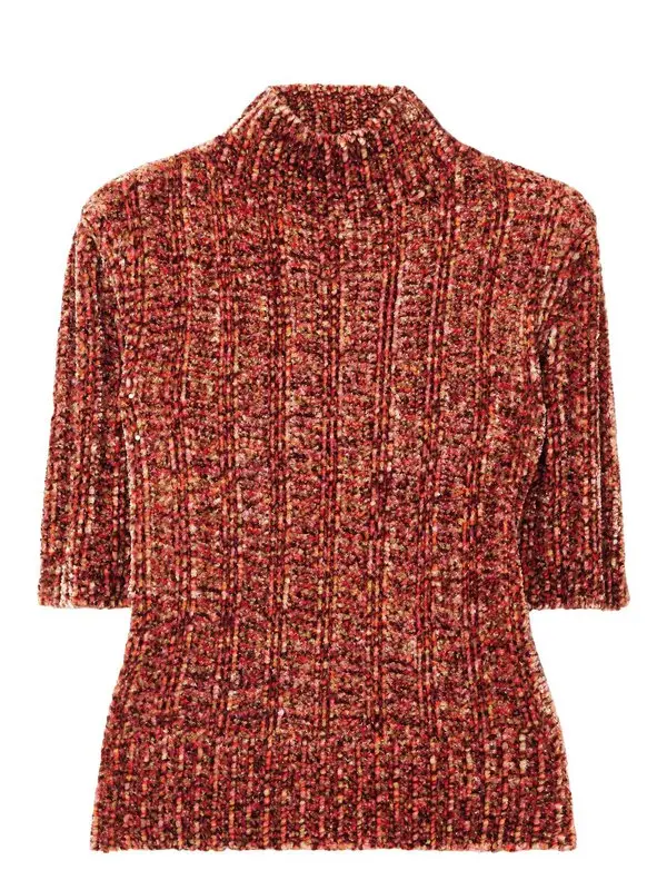 Dries Van Noten Ribbed-knit Chenille Sweater - Orange