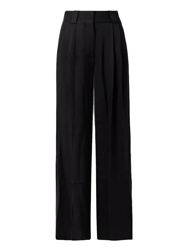 BLAZÉ MILANO Husi Pleated Crepe Straight-leg Pants - Black