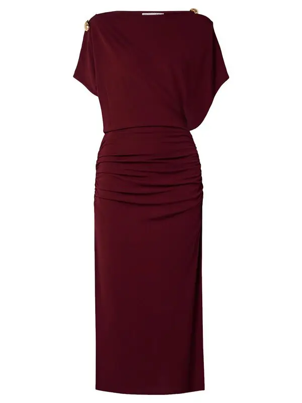 Altuzarra Brina Embellished Ruched Jersey Maxi Dress - Burgundy