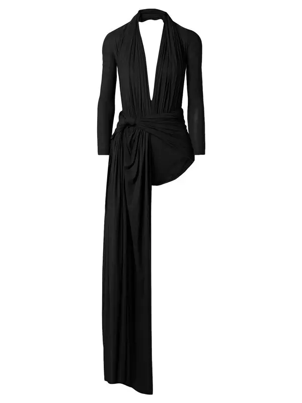 Balenciaga Draped Ruched Stretch-jersey Maxi Dress - Black