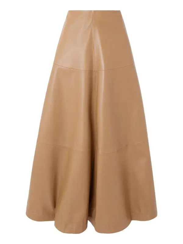 Altuzarra Varda Maxi Leather A-line Skirt - Brown