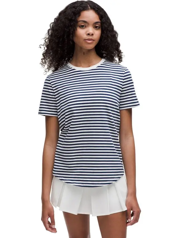 Lululemon Love Crewneck T-shirt - Narrow Bold Stripe Club Blue White
