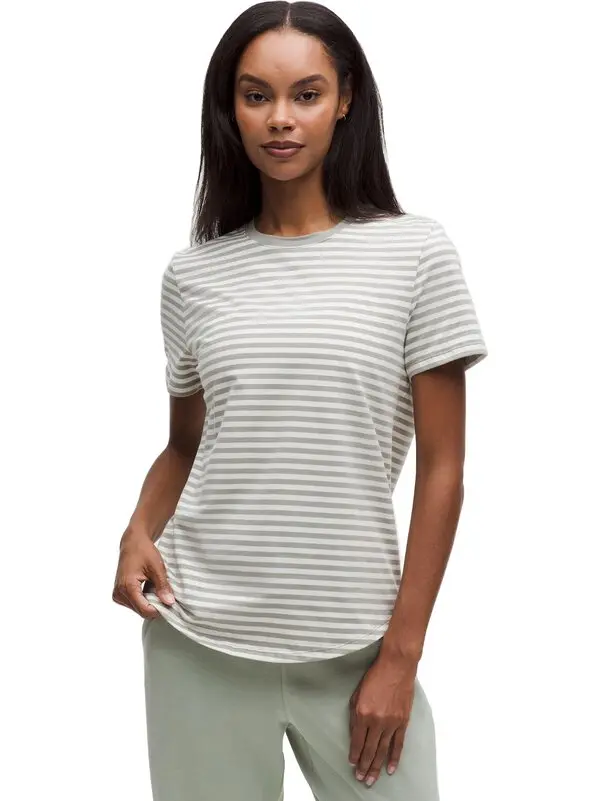 Lululemon Love Crewneck T-shirt - Narrow Bold Stripe Sky Fall Soft Ivory