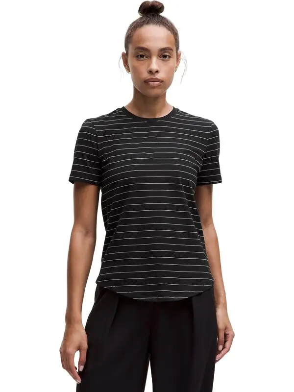 Lululemon Love Crewneck T-shirt - Short Serve Stripe Black White