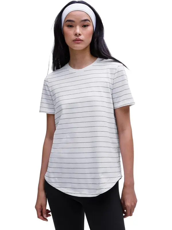 Lululemon Love Crewneck T-shirt - Short Serve Stripe White Black