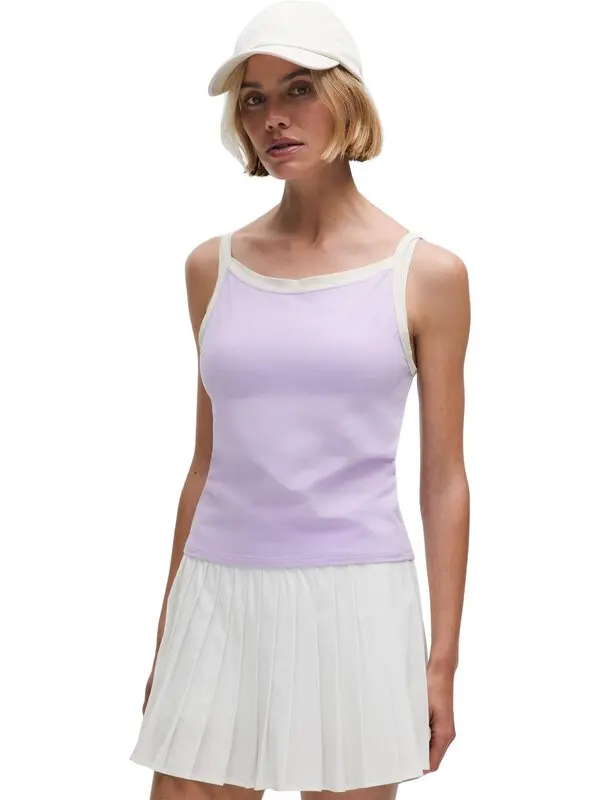 Lululemon Organic Cotton High-neck Ringer Tank Top - Lavender Frost/light Ivory