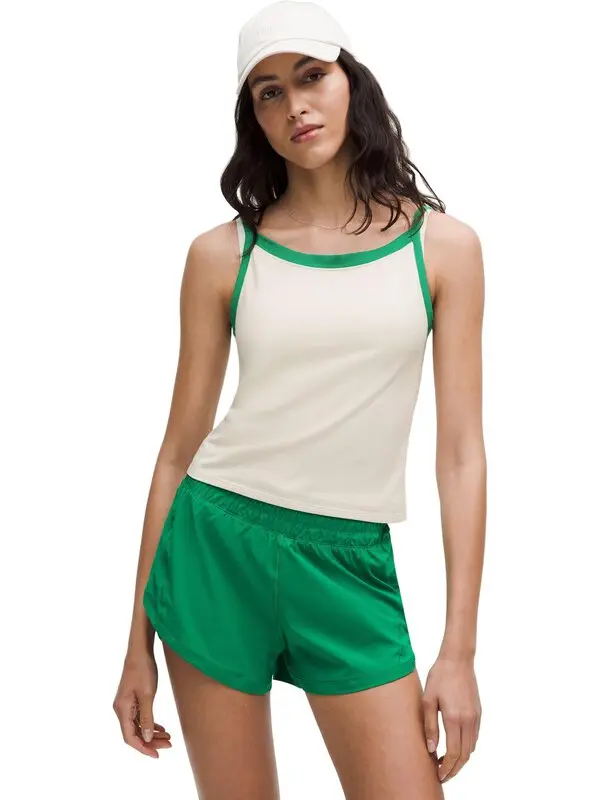 Lululemon Organic Cotton High-neck Ringer Tank Top - Light Ivory/raceway Green