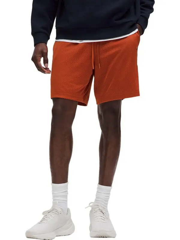 Lululemon Double-layered Mesh Linerless 7' Shorts - Autumn Rust/autumn Rust/true Navy