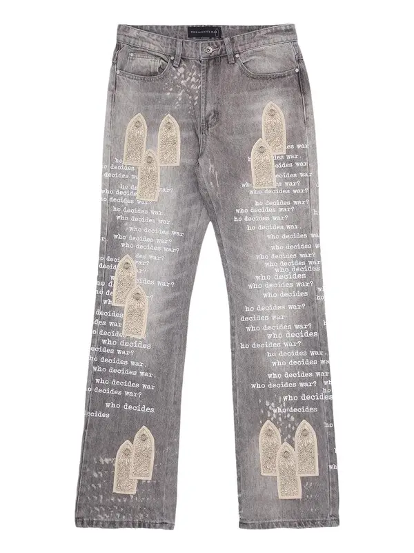 WHO DECIDES WAR BY EV BRAVADO Scripture Denim - Grey