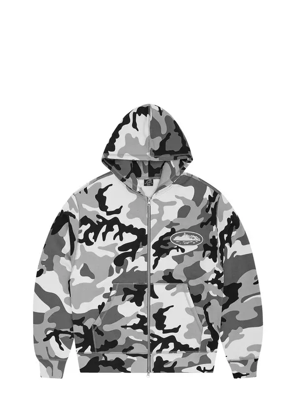 CORTEIZ Island Puff Print Zip Hoodie - Black