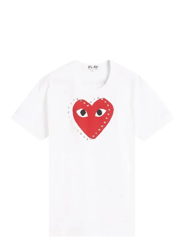 Play Comme Des Garcon Heart Stud T-shirt - White