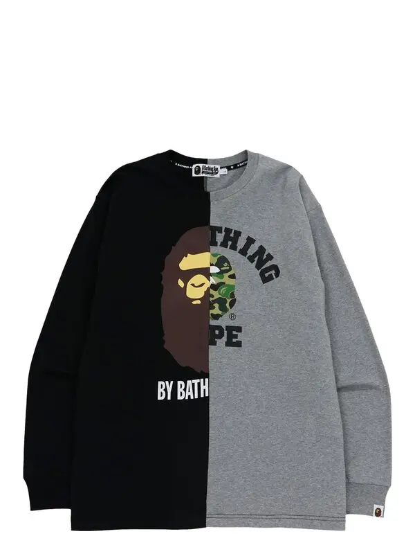 A BATHING APE College & Bathing Relaxed Fit Ape Long-sleeve Tee - Black
