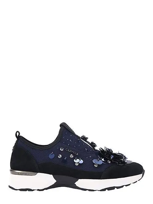 Carvela Tempo Flower Mesh Trainers - Navy