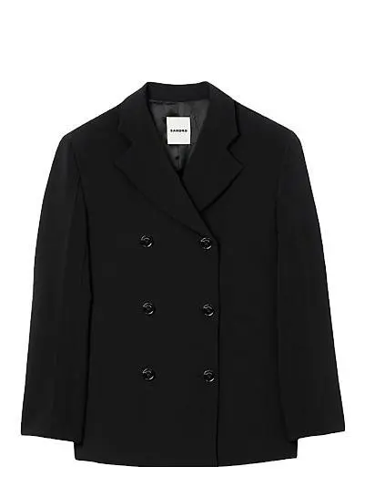 Sandro Oversized Double-breasted Stretch-woven Blazer - Black