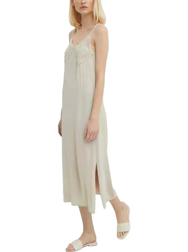 Sisley Crochet-detail Slip Midi Dress - Neutrals
