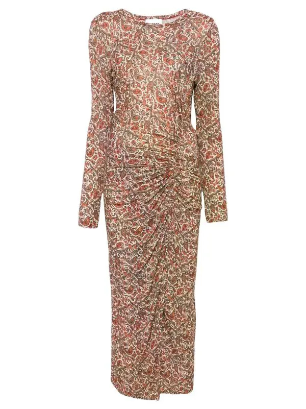 MARANT ETOILE Jelina Paisley Print Midi Dress - Red