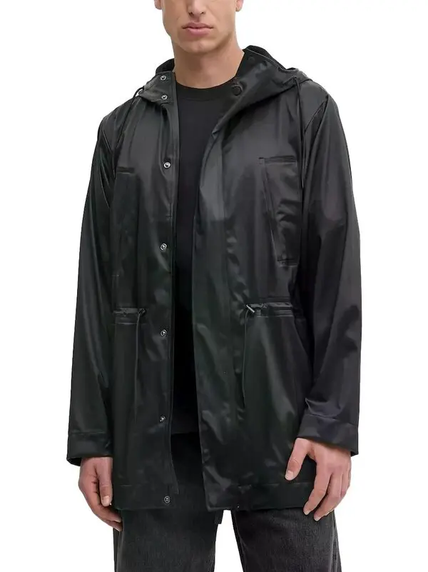 Rains Drawstring Hooded Jacket - Black